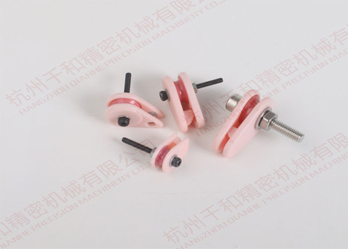 Pink color Roller plastic cable pulley with high speed bearing , 95% ...