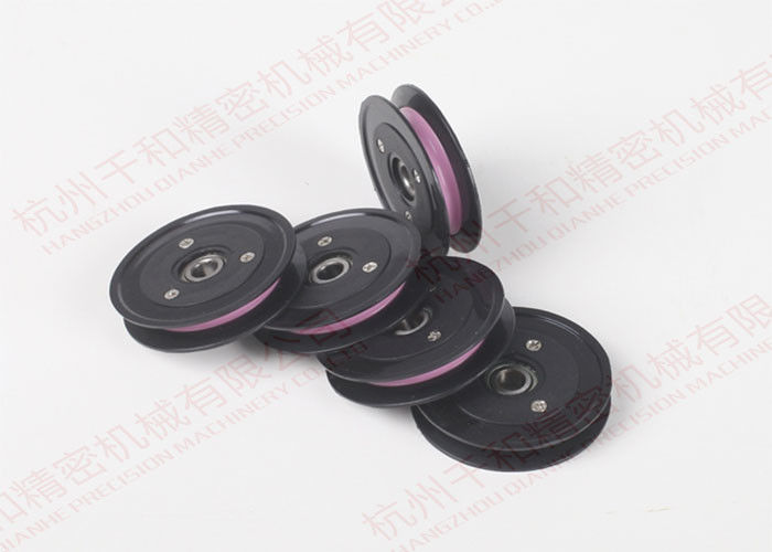 Pink color Roller plastic cable pulley with high speed bearing , 95% ...